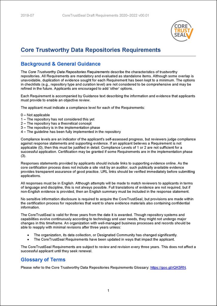 Review of Requirements – CoreTrustSeal